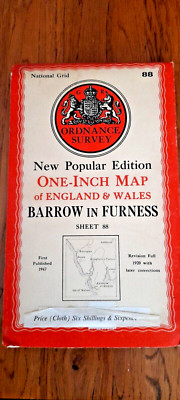Vintage OS Ordnance Survey One Inch Map -Barrow-in Furness Sheet 88 ...
