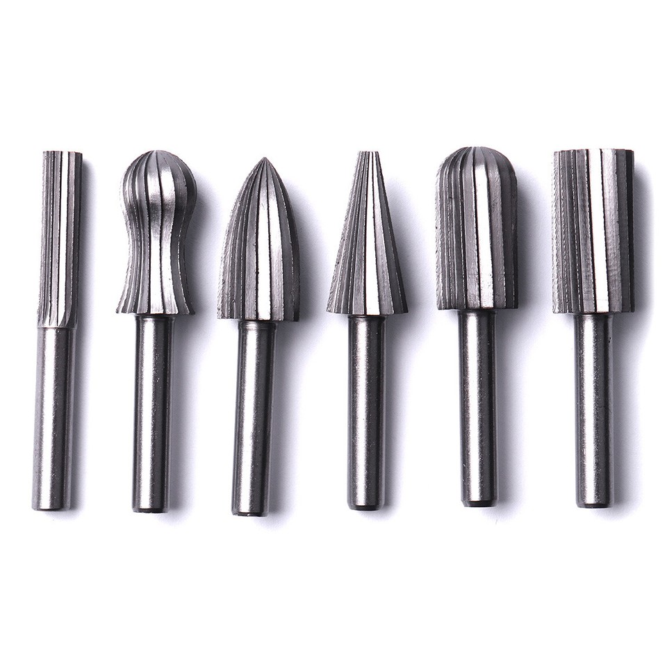 6pcs 6mm Steel Rotary Burr File Set for Metal Wood Stone Grinding Drill ...