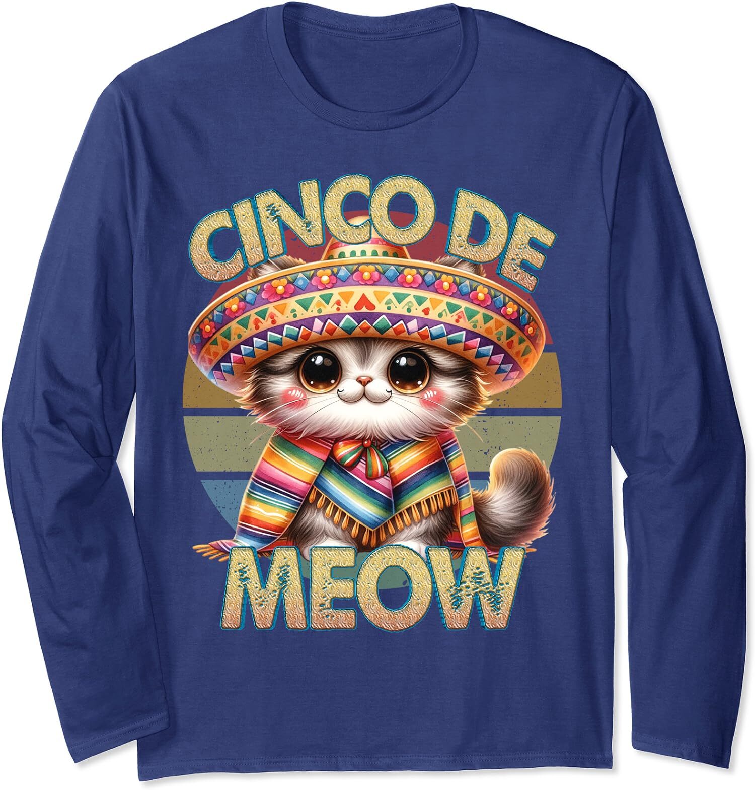Cinco De Meow Fiesta Cat Cinco De Mayo Sombrero Long Sleeve Tshirt Ebay