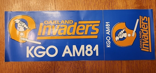 Vintage Football NEW 1983 Oakland Invaders Double Bumper Sticker USFL ...
