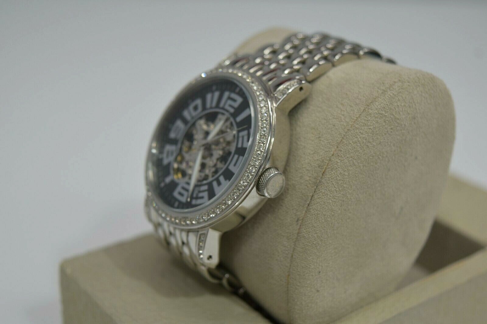 Visage Stainless Steel Automatic See Thru Black Dial Watch | eBay