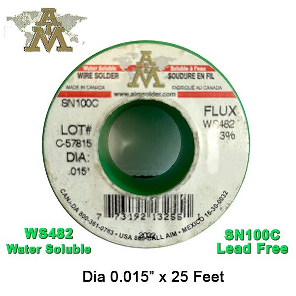 Solder Wire, AIM 0.015" x 25' long, SN100C Lead Free, WS482 Flux, Free ...