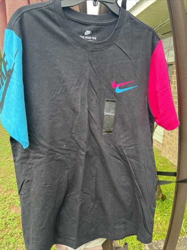 Nike Mens Double Check Black Crew Neck Short Sleeve Pullover T-Shirt ...
