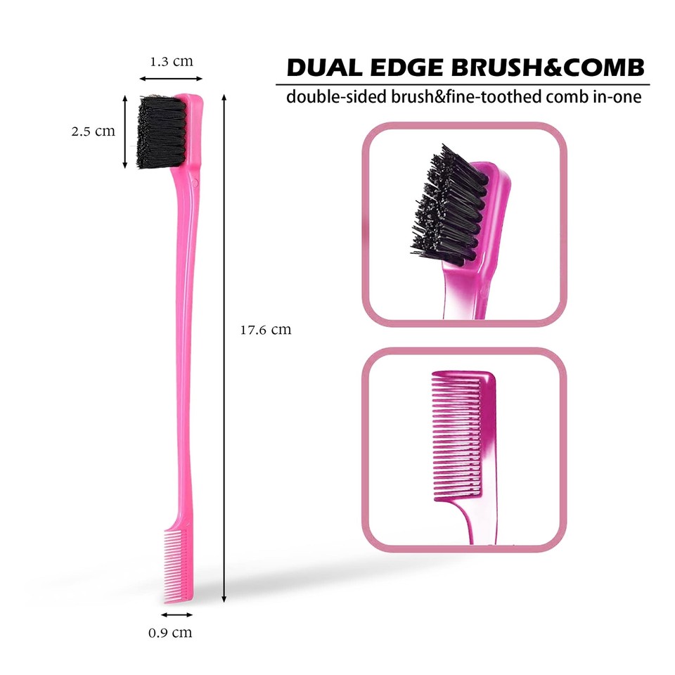 Soft 'n Style Double Sided Edge Control Hair Brush Comb Combo Pack 2 ...