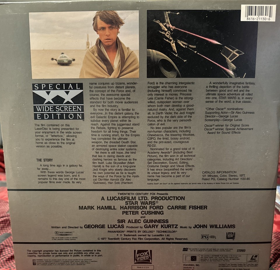 Star Wars Laser Disc 2 Set MADE IN USA Pressing Special Widescreen Ed ...