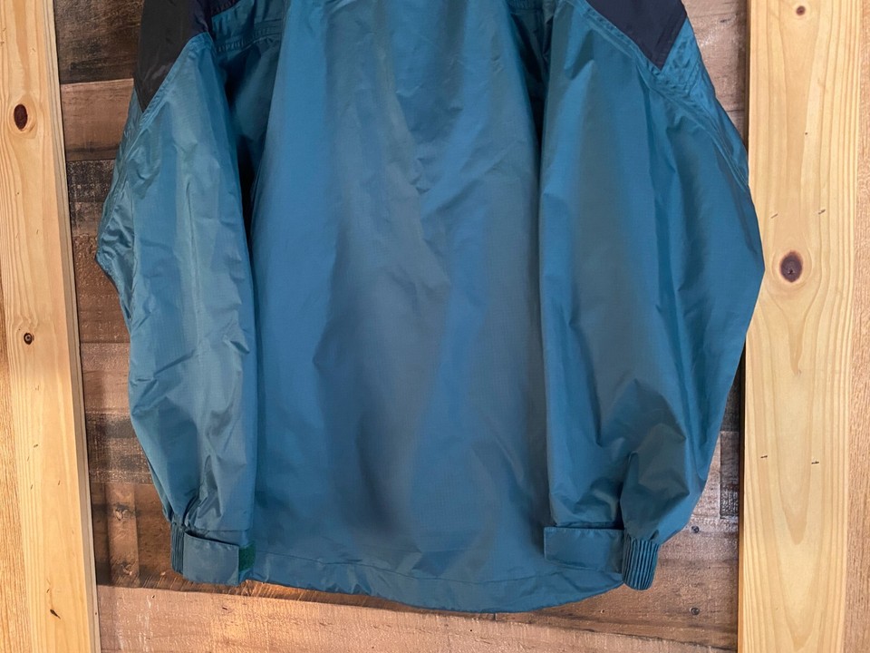 Bass Pro Shops Rain Jacket Mens Large VTG Green Black Hood Zip Pockets ...