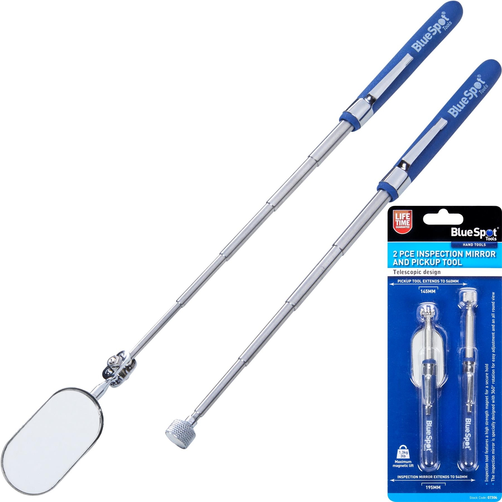 Bluespot Mechanics Inspection Mirror & Pickup Telescopic Extending ...