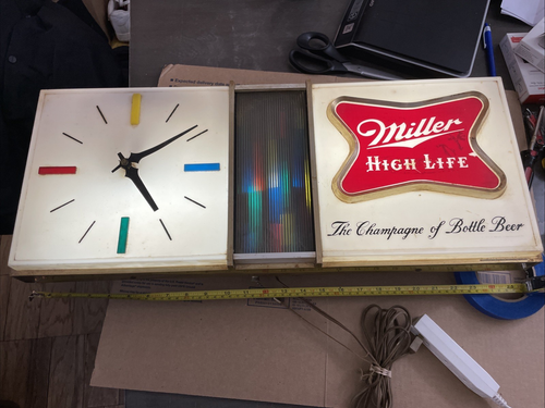 Rare 1960’s Vintage MILLER HIGH LIFE Beer DISCO Bar Light Sign Cloc ...