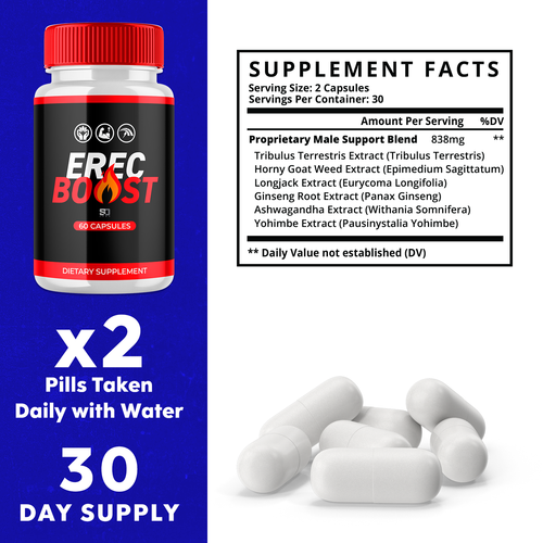 (1 Pack) Erec Boost Pills, Maximize Energy, Vitality & Stamina 60 ...