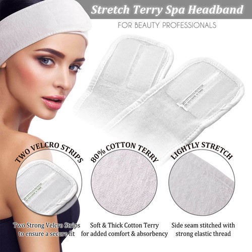 4 Pcs 80% Cotton Stretchable Terry Cloth Spa Headband Head Wraps ...