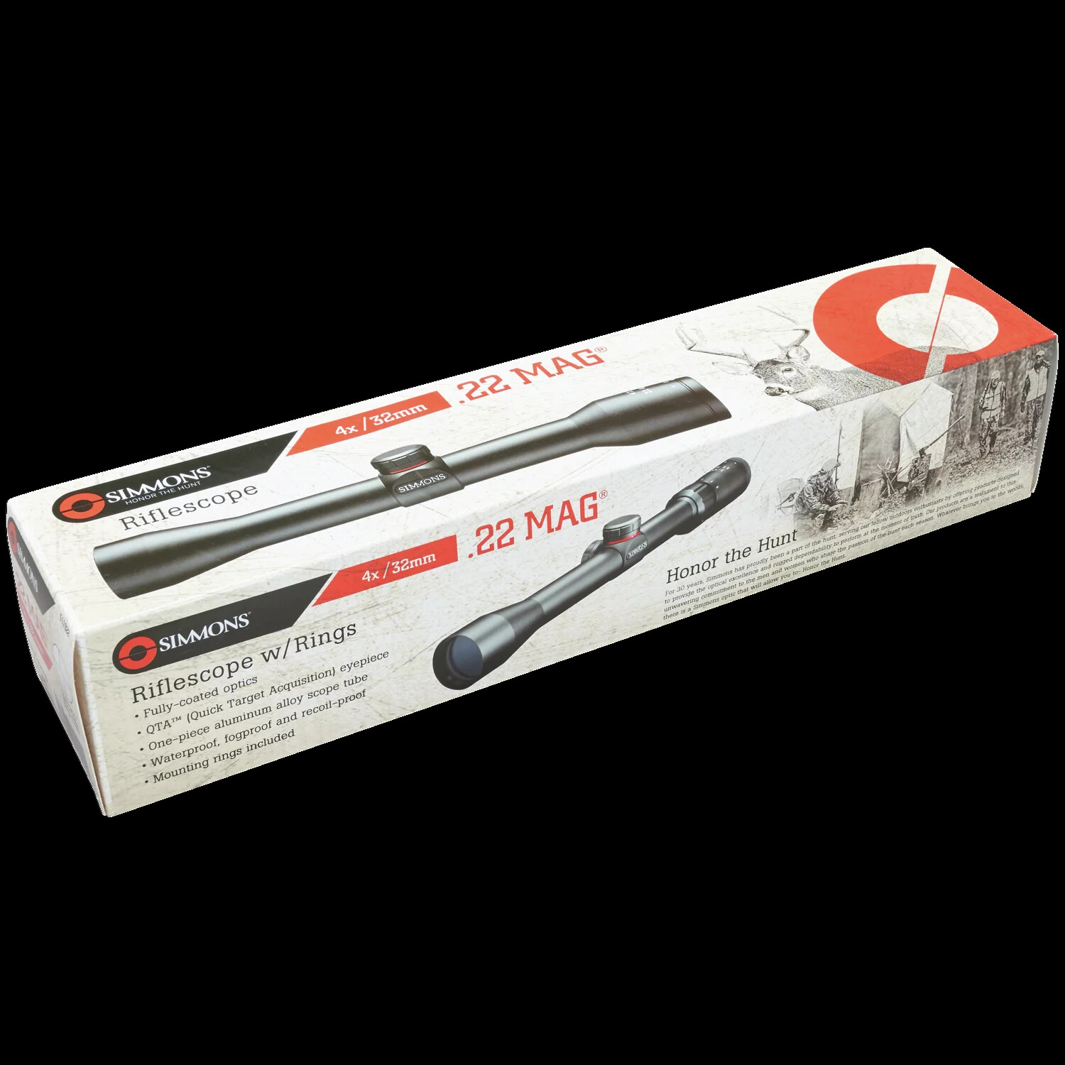 Truplex 22 Mag Rifle Scopes 4X32mm w/Rings-Matte 1"Tube Night Vision ...