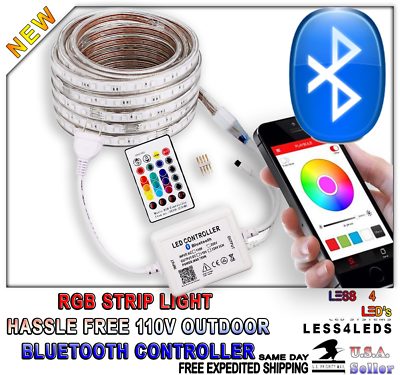 110V - 120V 33' ft LED Strip Light RGB+W Outdoor Holiday Bluetooth ...