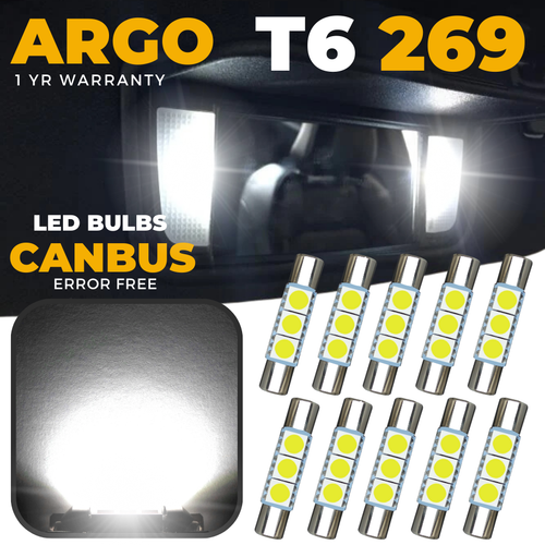 28mm 269 T6.3 Led Xenon White Car Bulbs Sun Visor Vanity Light Lamp ...