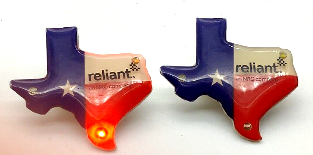 Lot of 2 Reliant NRG Texas State Light up Advertising Pin | eBay