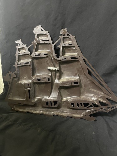 Vintage Syroco HOMCO Gold Mid Century Sailboat Wall Plaque Ship 3D Hard ...