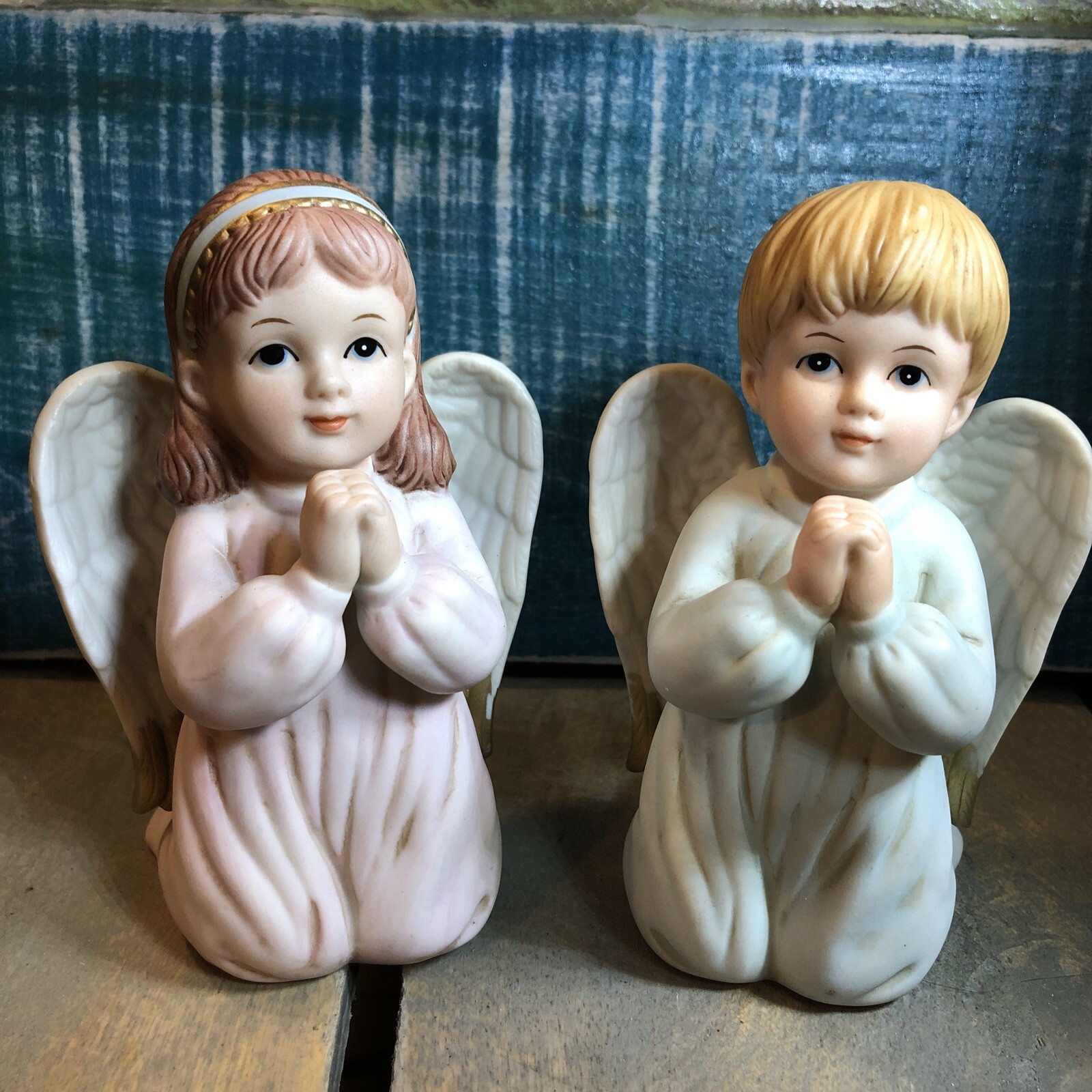 Home Interiors Precious Prayers 1412 Girl and Boy Angels kneeling ...