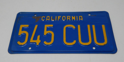 California Blue License Plate 545 CUU | eBay
