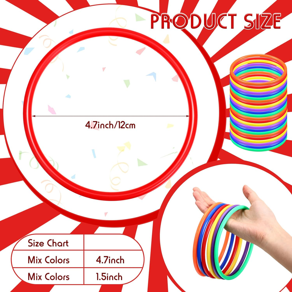 72 Pieces Plastic Ring Toss Carnival Toss Rings Toy for Carnival Party ...