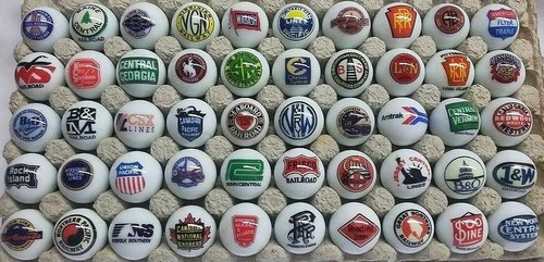 Lot of 50 Railroad Advertising 1" Glass Marbles | eBay