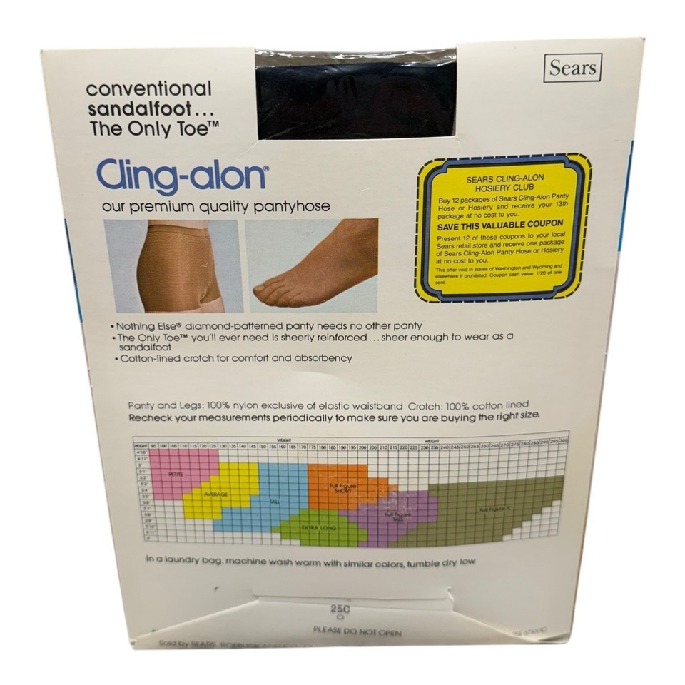 Vintage Sears Cling-Alon Conventional Pantyhose Navy Blue Average The ...