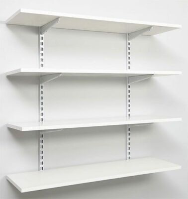 Twin Slot Shelving - Wall Mounted Brackets Uprights Shelves and Book ...