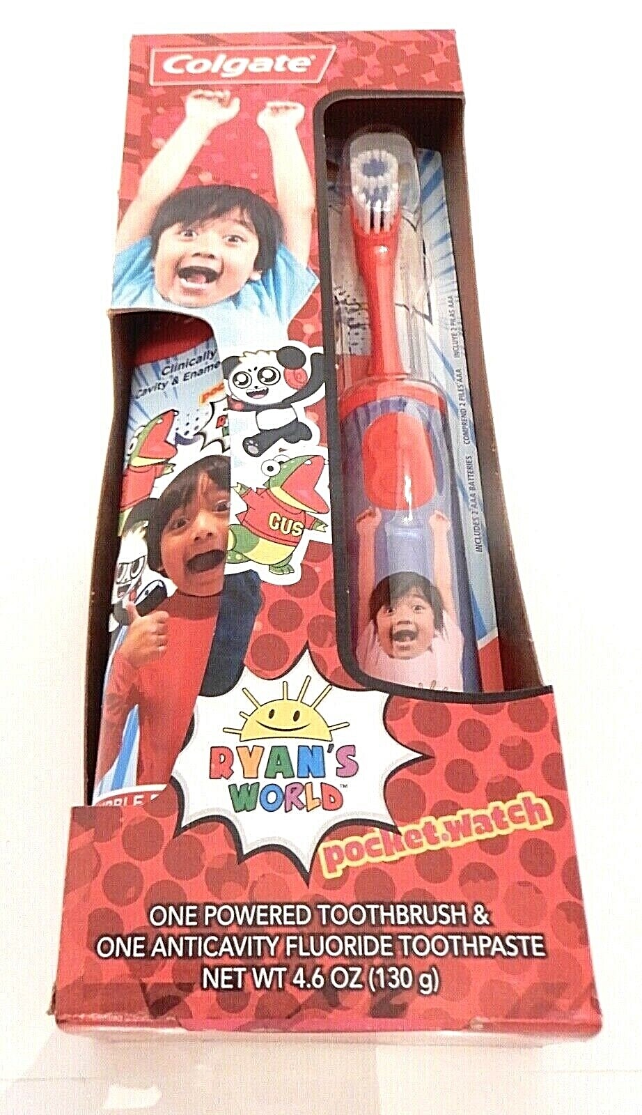 2x Ryans World Colgate Kids Toothpaste and Battery Powered Toothbrush ...