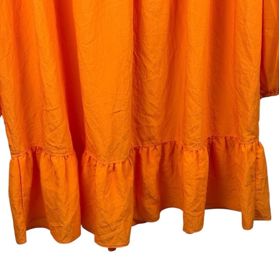 Sharon Fonseca Alexa Mini Dress Womens Size S Orange Ruffle Neck Summer ...