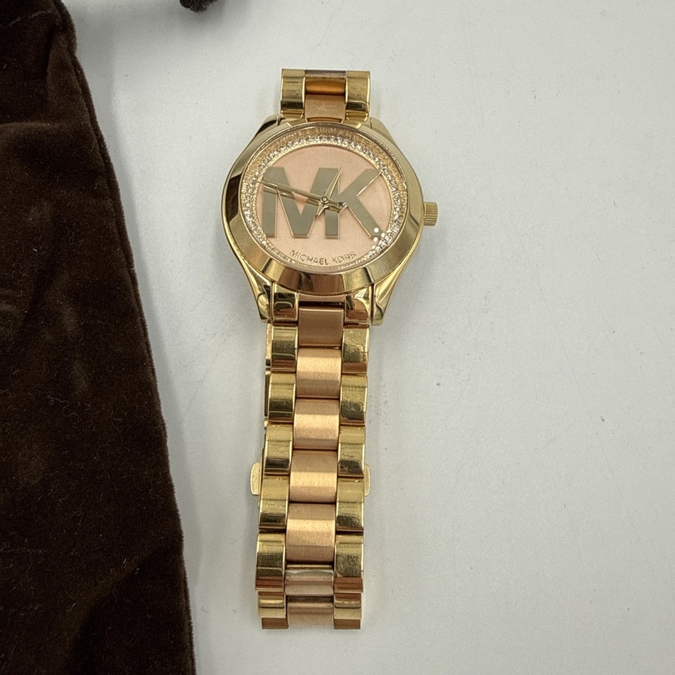 Michael Kors MK3650 Runway Rose Gold Dial Two Tone Stainless Women's ...