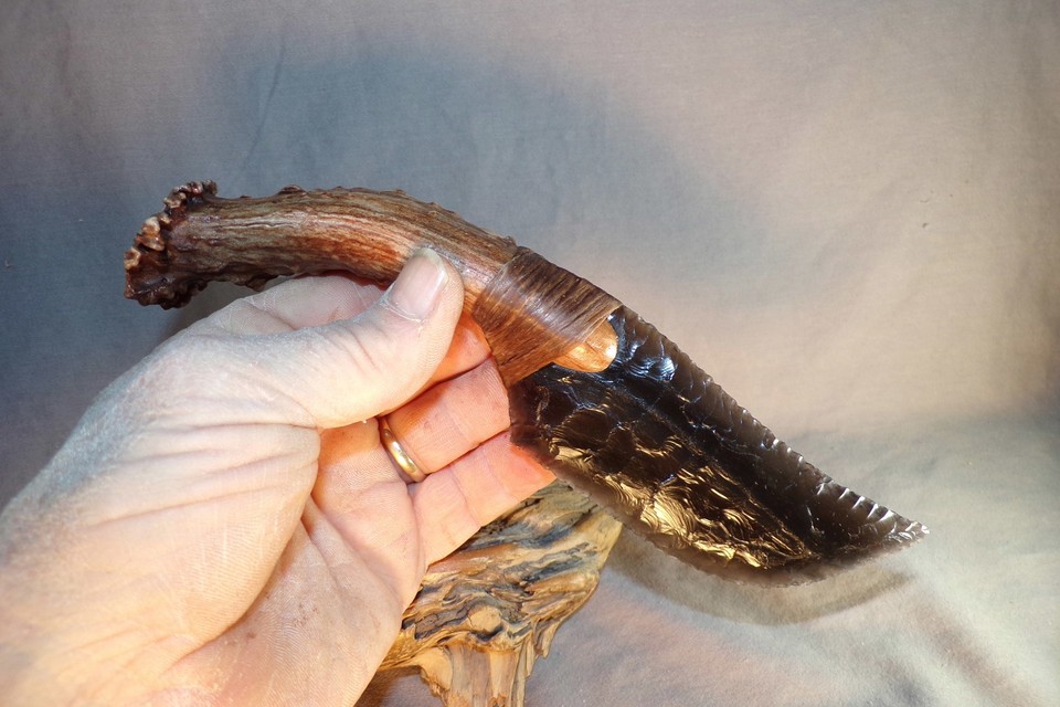 Subtle Sheen Obsidian Skinning Knife Flint Knapping Black Powder ...