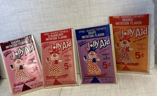 Vintage Lot of Collins 4 Jolly Aid Flavored Mix kool Aid packets 1960's ...