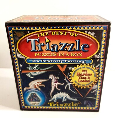 TRIAZZLE PUZZLE In A Box Ages 3-7 Glow In The Dark Dino Bones Mosaic ...
