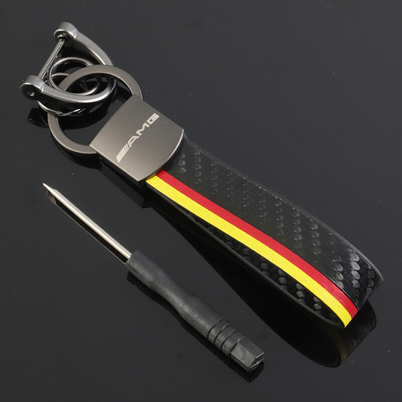 Real Carbon Fiber Keychain Keyring Car Logo Key Chain Ring for Mercedes ...
