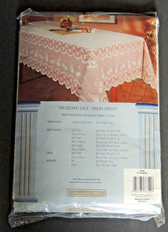 Home Trends Select Jacquard Lace Tablecloth Fresh Fruit White 60" x 102 ...