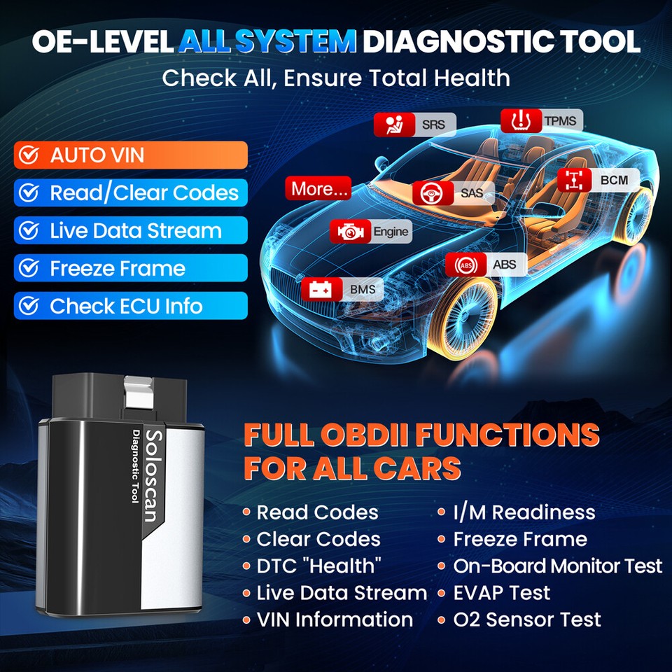 KINGBOLEN SOLOSCAN for Toyota Lexus OBD2 Scanner All System Car ...