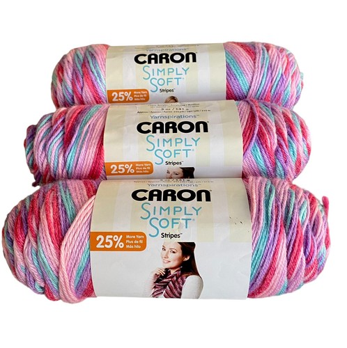 Caron Simply Soft Stripes Yarn Times Square Pink Blue Purple Variegated ...