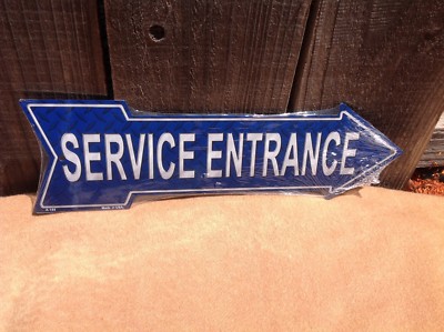 Service Entrance This Way To Arrow Sign Directional Novelty Metal 17" x ...