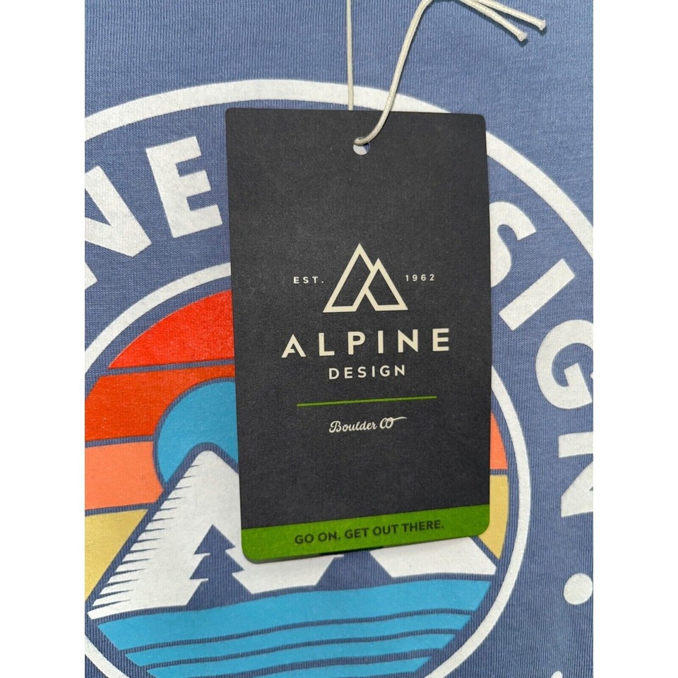 Mens Short Sleeve Soft T-Shirt, Mountain Graphic, Blue, Alpine Design ...