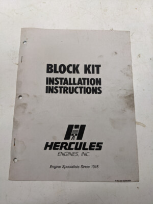 HERCULES ENGINE BLOCK KIT INSTALLATION INSTRUCTION G D 2000 2300 3400 ...