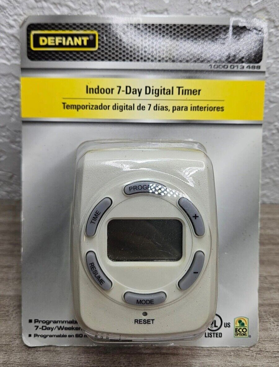 Defiant Heavy Duty Plug-in Indoor 7 Day Digital Programmable 60 Min 24 ...