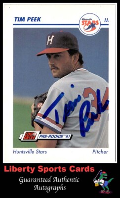 1991 AA Impel Tim Peek #291 Huntsville Stars Authentic Autographed Card ...