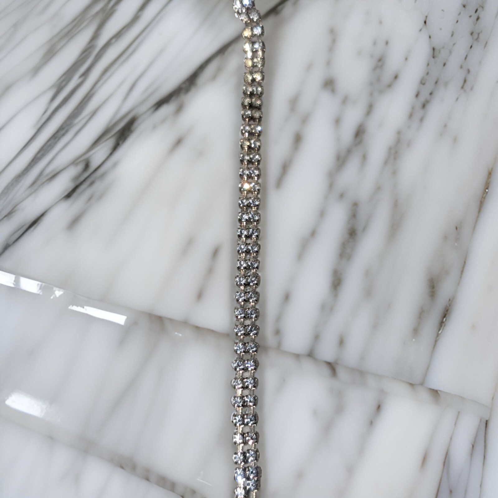 1950s Vintage Rhinestone Flip Clasp Tennis Bracelet a… - Gem