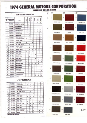 1974 CHEVROLET CORVETTE CADILLAC PONTIAC OLDSMOBILE 74 INTERIOR PAINT ...
