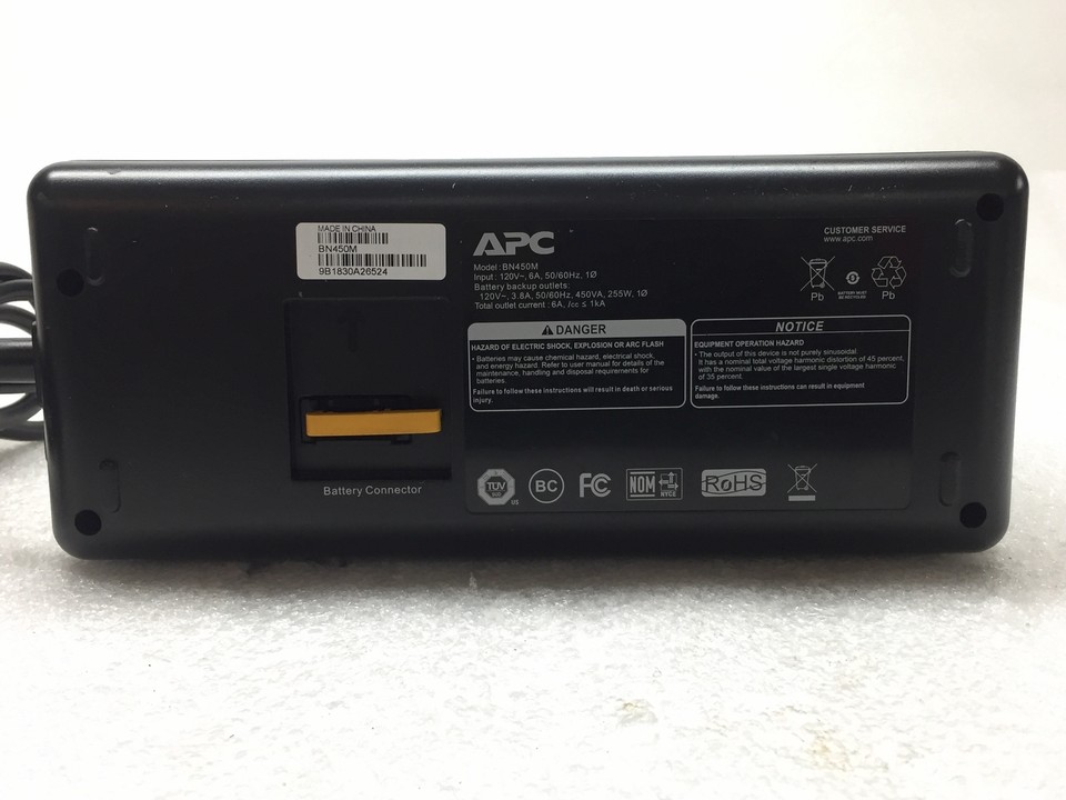 APC Back-UPS 450 BN450M 120V 6A 450VA 255W 6-Outlet Surge Protector NO ...