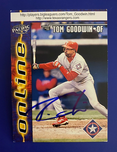 1998 PACIFIC ONLINE TOM GOODWIN TEXAS RANGERS SIGNED AUTOGRAPHED CARD ...