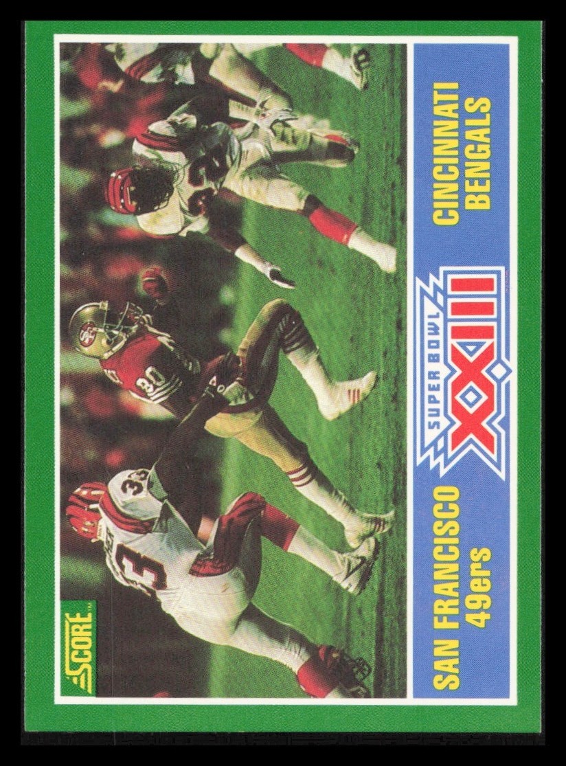 1989 Score Super Bowl XXIII 23 Football Card #275 SF 49ers 20 Bengals ...