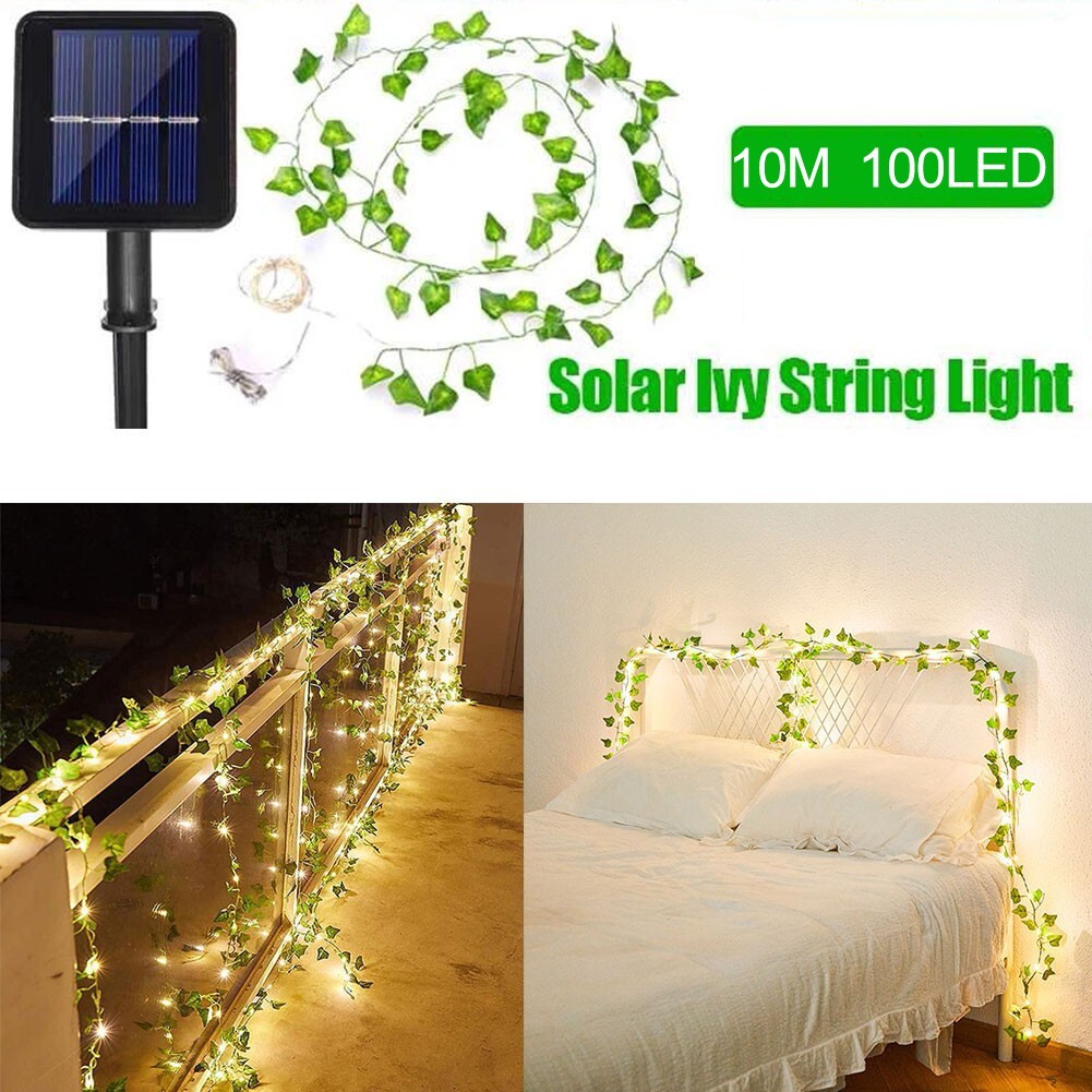 Adjustable Solar Leaf LED String Lights Waterproof Outdoor Lighting ...