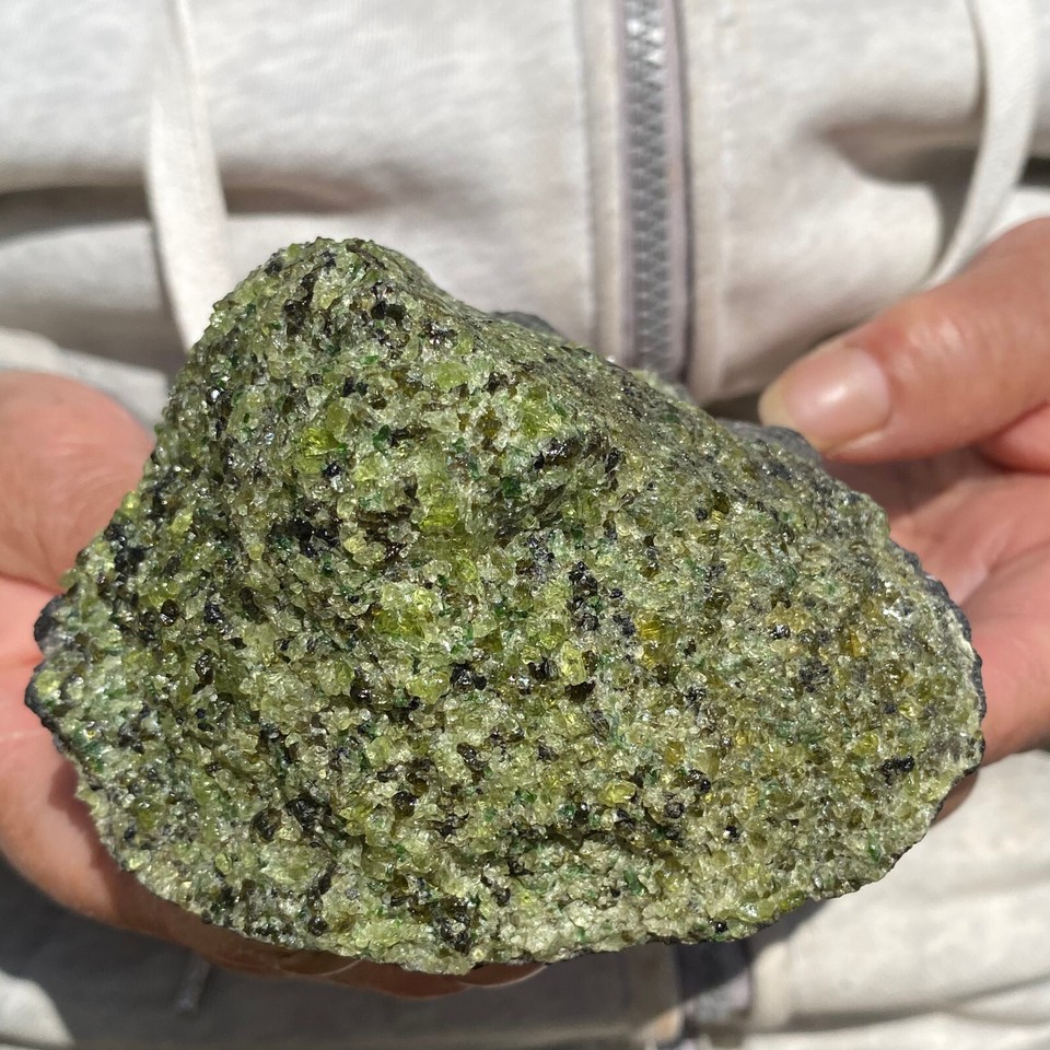 1.5lb Large Green Olivine Peridot Basalt Crystal Gemstone Rough Healing ...