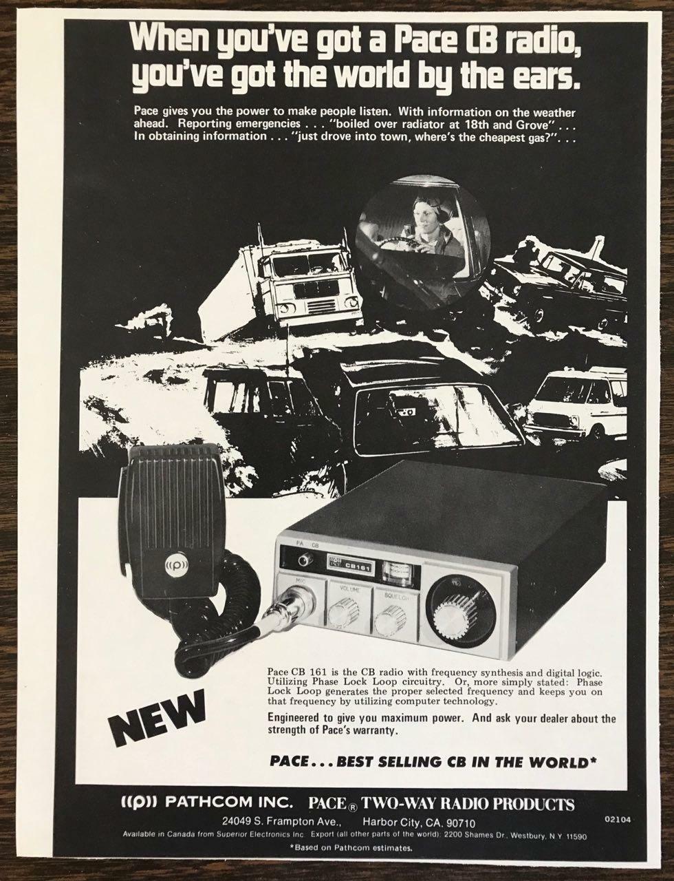 1976 Pathcom Pace CB Radio Print Ad You've Got the World By the Ears | eBay