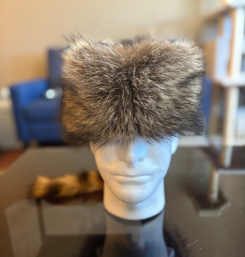 Real Texas Raccoon Fur Hat With Tail Davey Crockett Daniel Boone Size S ...