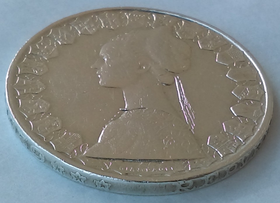 500 Lire 1959. REPVBBLICA ITALIANA, Italy Silver (.835) coin, 11 grams ...